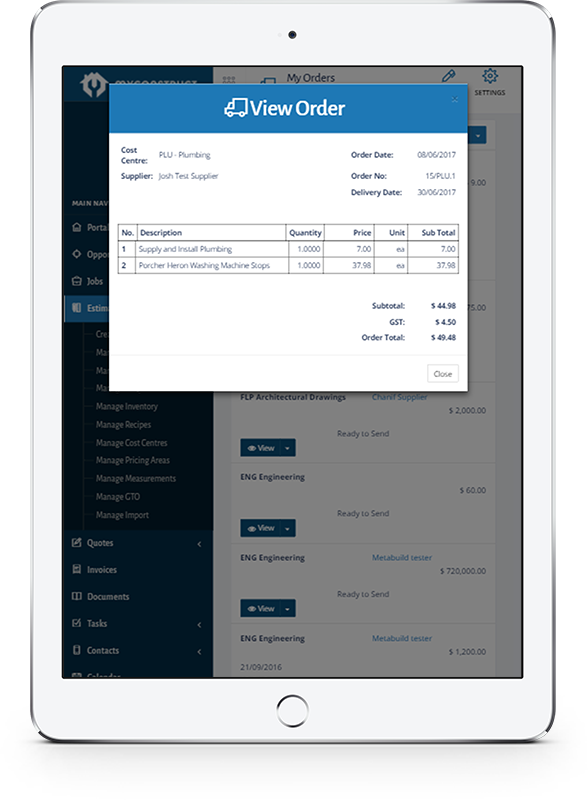 Construction purchase order software for Builders - MyConstruct